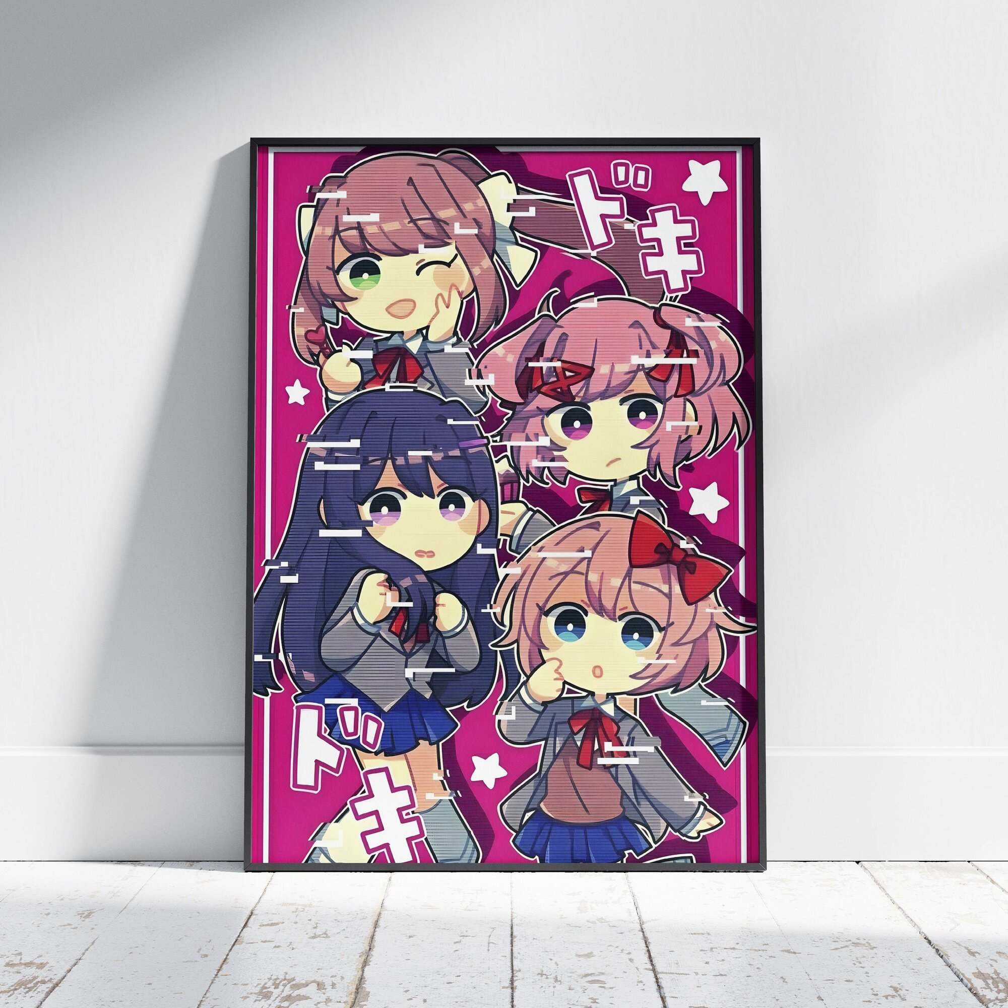 Плакат на стену для интерьера Литературный клуб Доки Доки (DDLC - Общее 2) - Постер по игре визуальной новелле формата А3 (30x42 см)