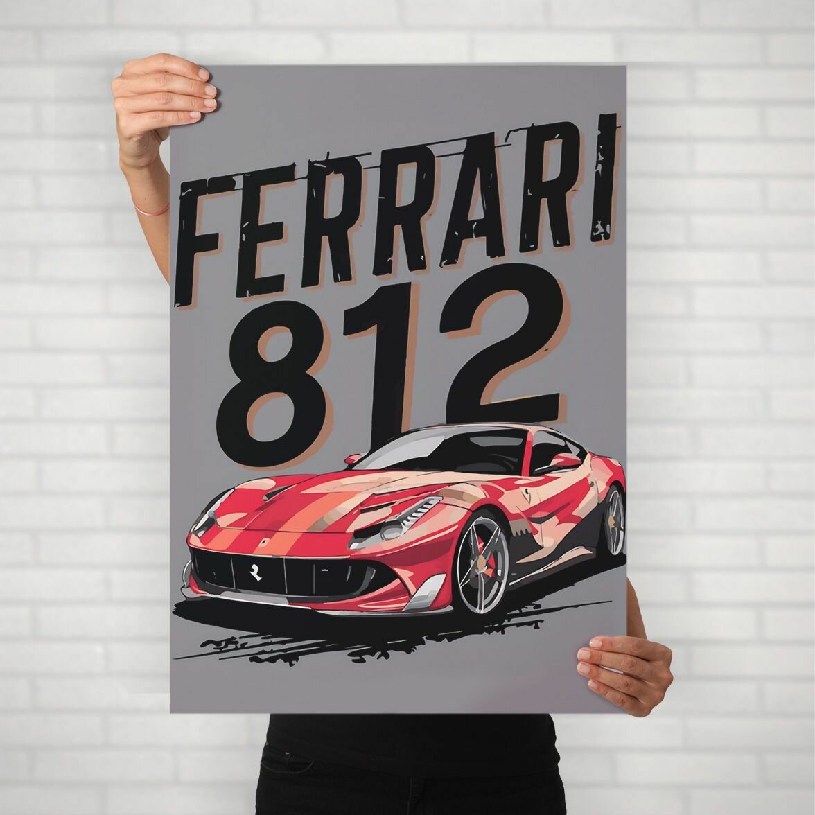 Плакат на стену для интерьера Спорткар (Ferrari 812 Superfast 1) - Постер по спортивным гоночным машинам автомобилям формата А1 (60x84 см)