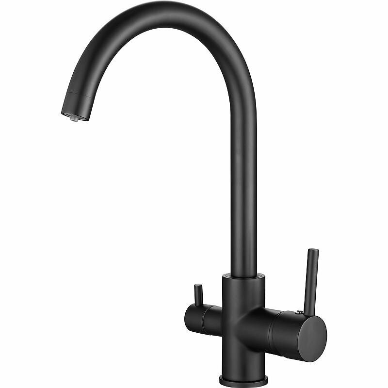 Смеситель для кухни Belz B801 B76801-7 черный, с краном для питьевой воды, рычажный, латунь