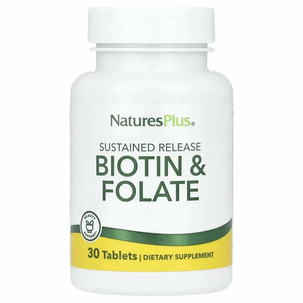 Биотин и фолат Natures Plus Biotine with Folate (30 таб) В12