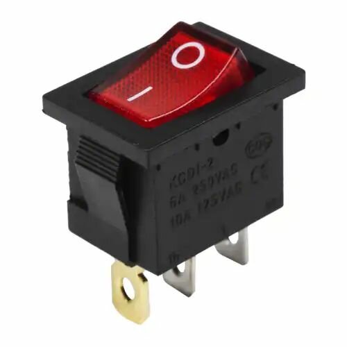 Выключатель клавишный 24V 15А (3с) ON-OFF красный с подсветкой Mini RWB-206-1