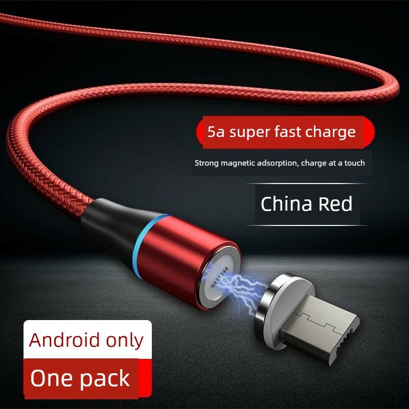 2 метра красный магнитный кабель с разъемом Android Micro MagSafe для iPhone 14/13, USB-C к MagSafe