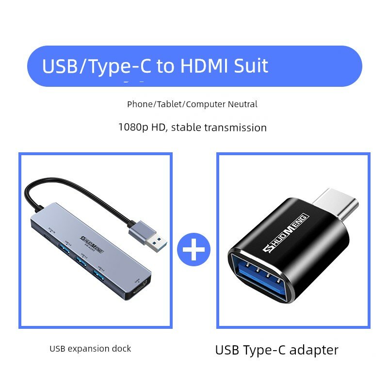 Пятифункциональный адаптер USB/Type-C в HDMI с переходником OTG для универсальных решений потокового вещания в высоком