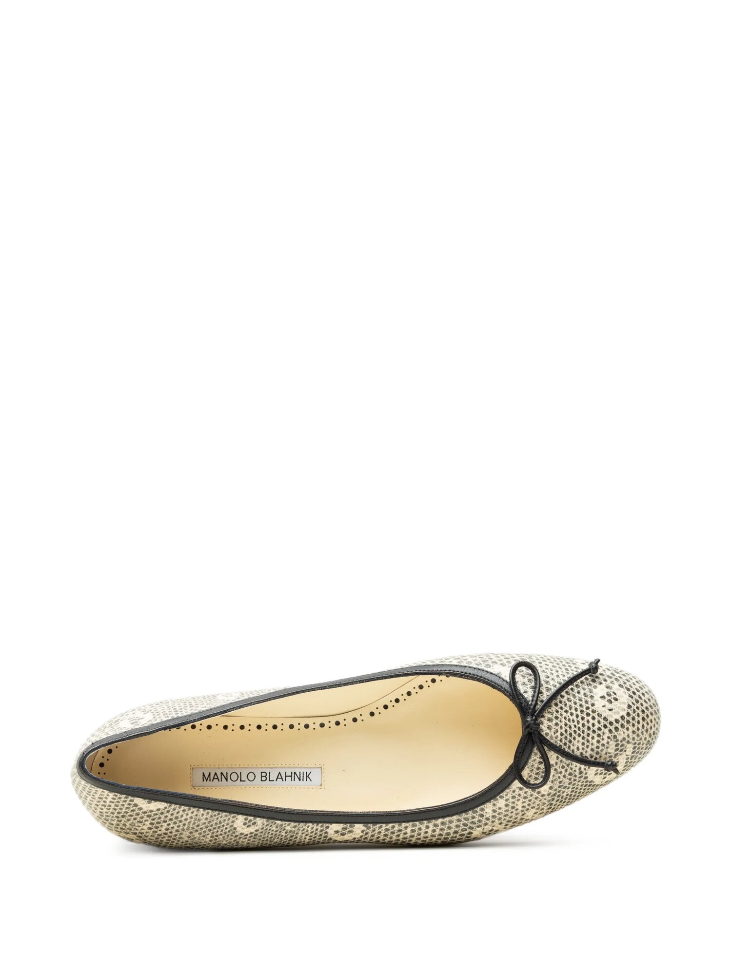 Балетки Manolo Blahnik Snakeskin-effect bow ballet flats, размер 38,5, разноцветный — фото 1