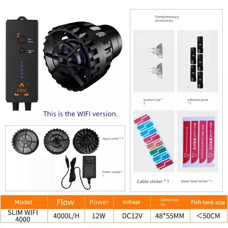 4-е поколение Slim WiFi-насос для рифовых аквариумов 4000 GPH, подходит для аквариумов 50 л, 2 года гарантии