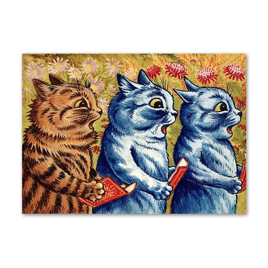 Печать на холсте "Коты-певцы" 30x40см, Цвет: L