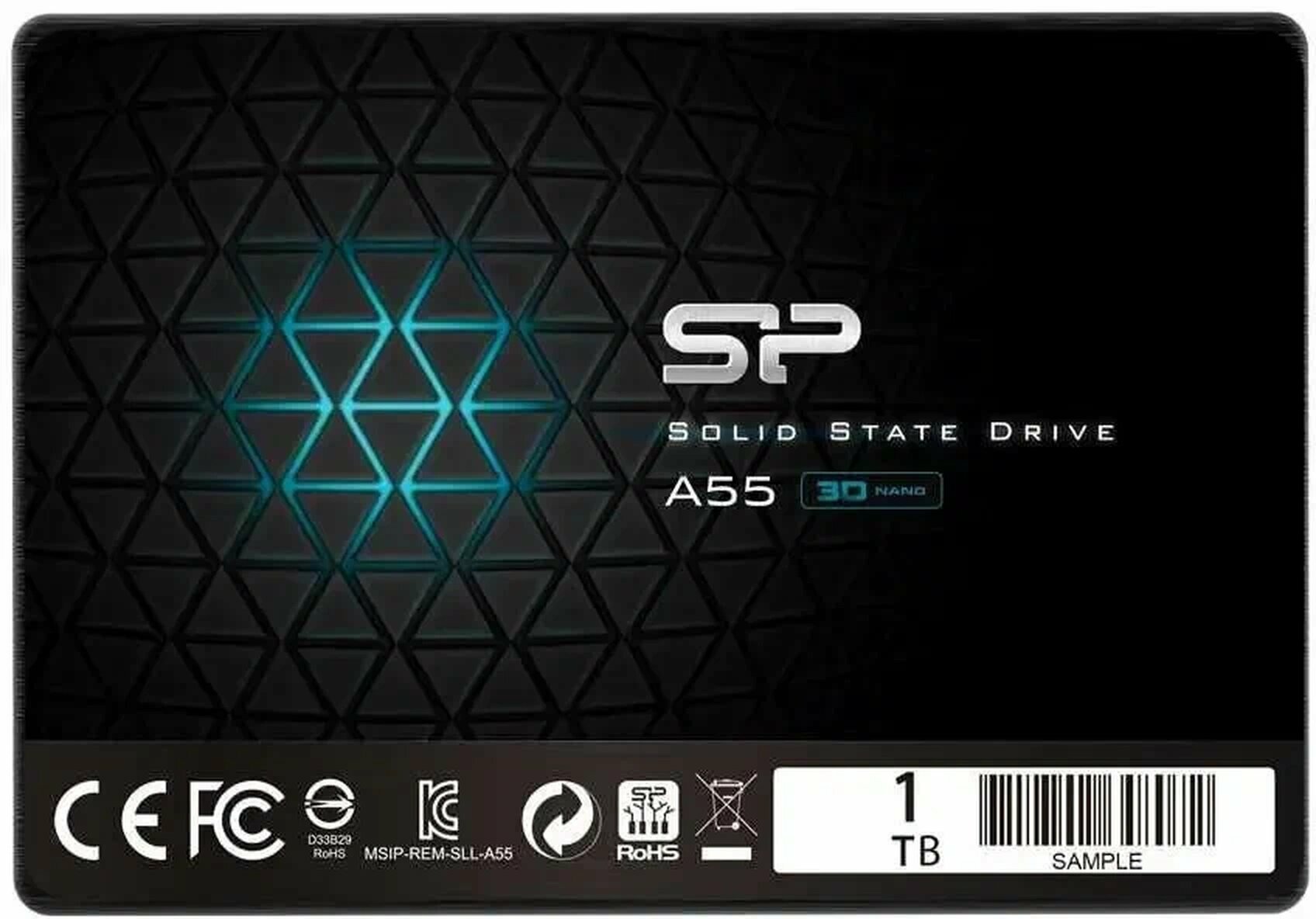 Жесткий диск SSD 2.5" 1Tb Silicon Power Ace A55, 560/530MBs, 80000 IOPS, 3D TLC, SATA-III, RET (SP001TBSS3A55S25)