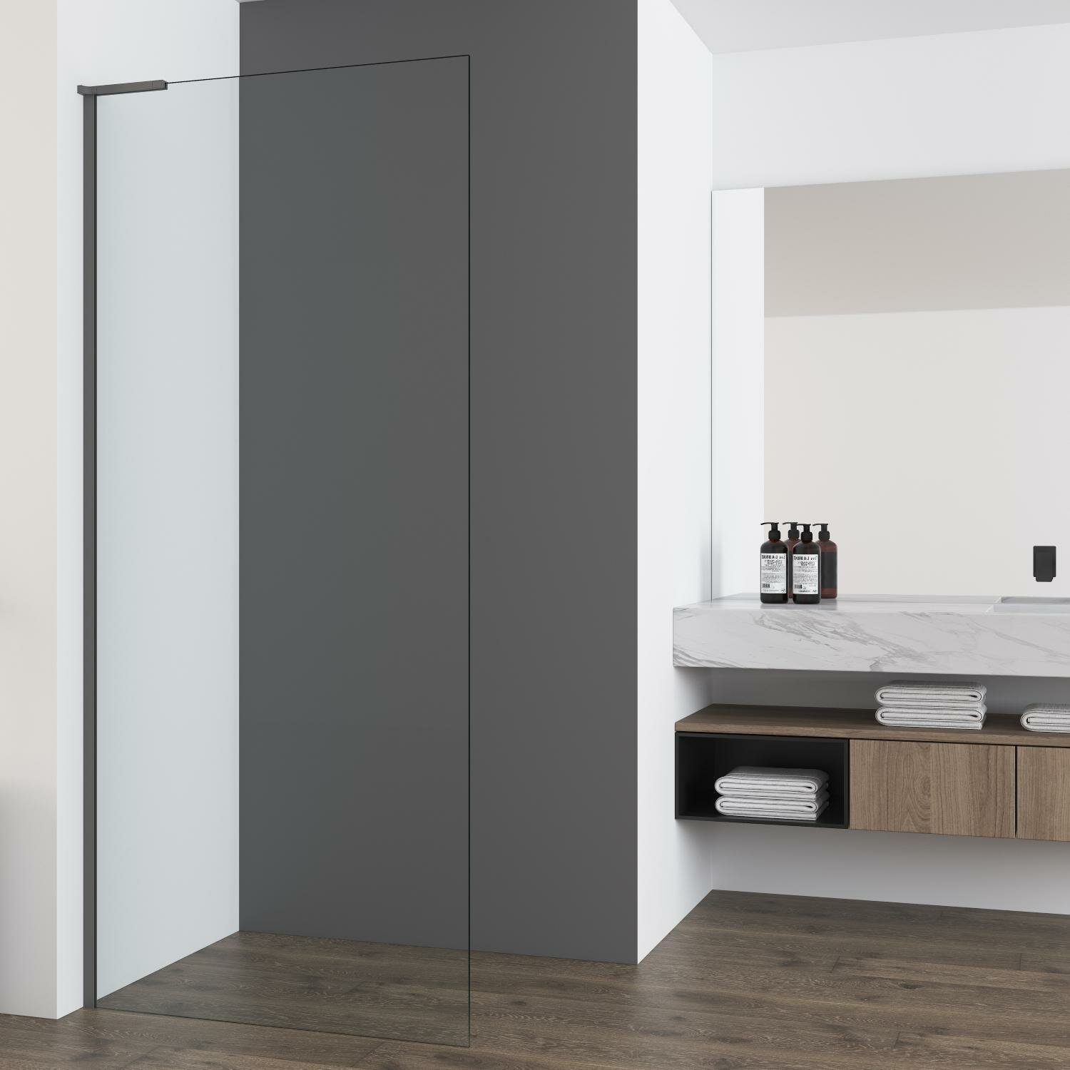 Душевая перегородка Vincea Walk in 70 VSW-7HA700CLGM профиль вороненая сталь стекло прозрачное