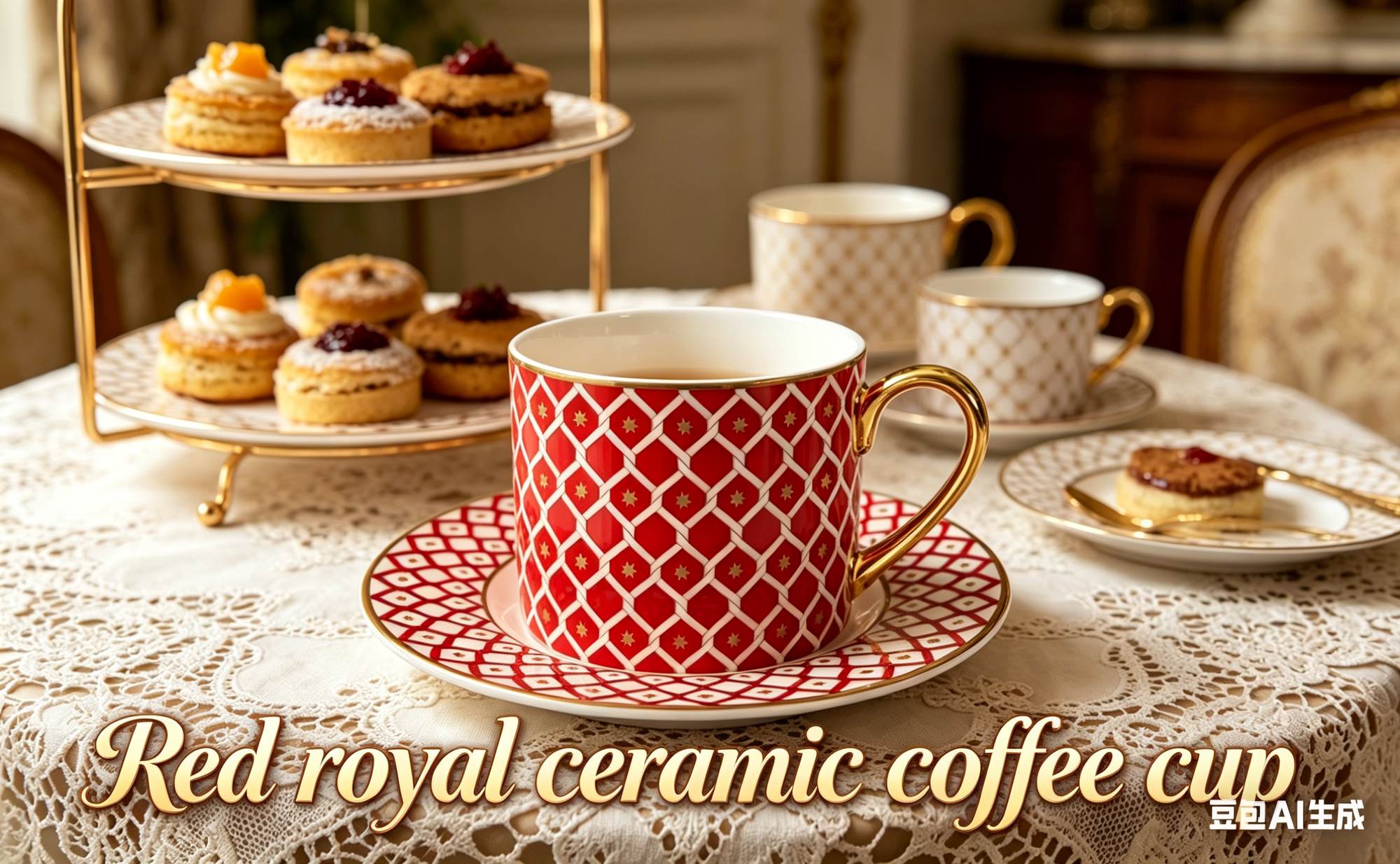 Керамическая кофейная чашка Red royal, 250 мл,9.81*5.5*6.8 подарочная кофейная чашка см
