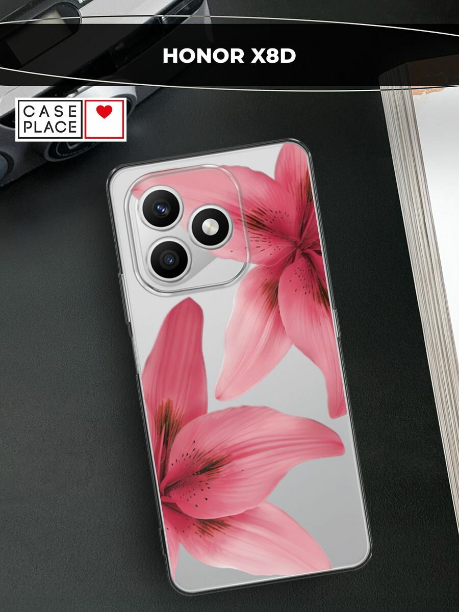 Силиконовый чехол на Honor X8d / Хонор X8d с принтом Pink flower