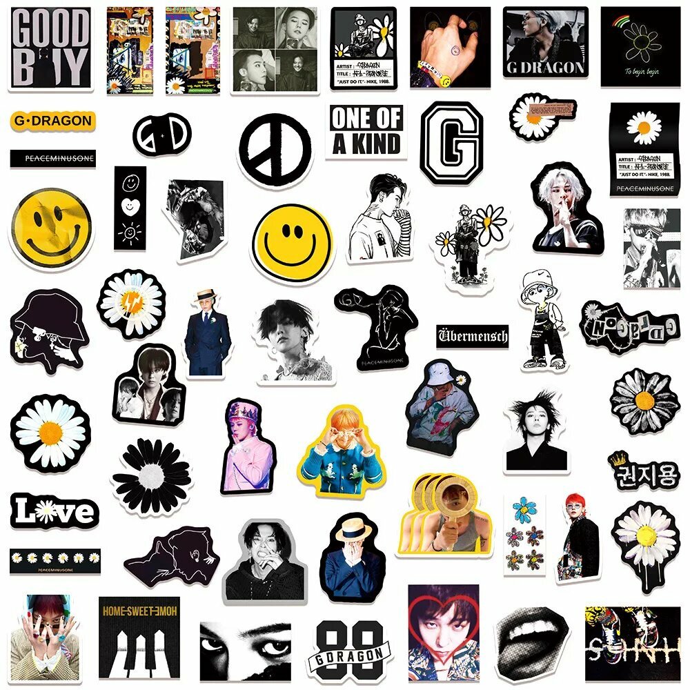 Набор наклеек G-Dragon 20-я серия, 50 шт. для компьютера, телефона и кружки