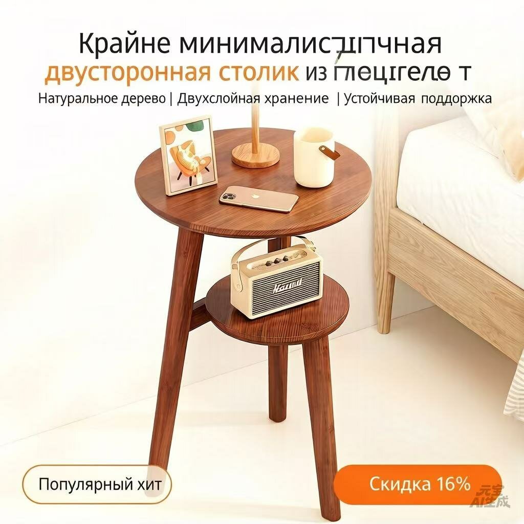 Приставной столик Двухслойный диван из импортного скандинавского дуба креативной формы, приставной столик, 40х40х60 см