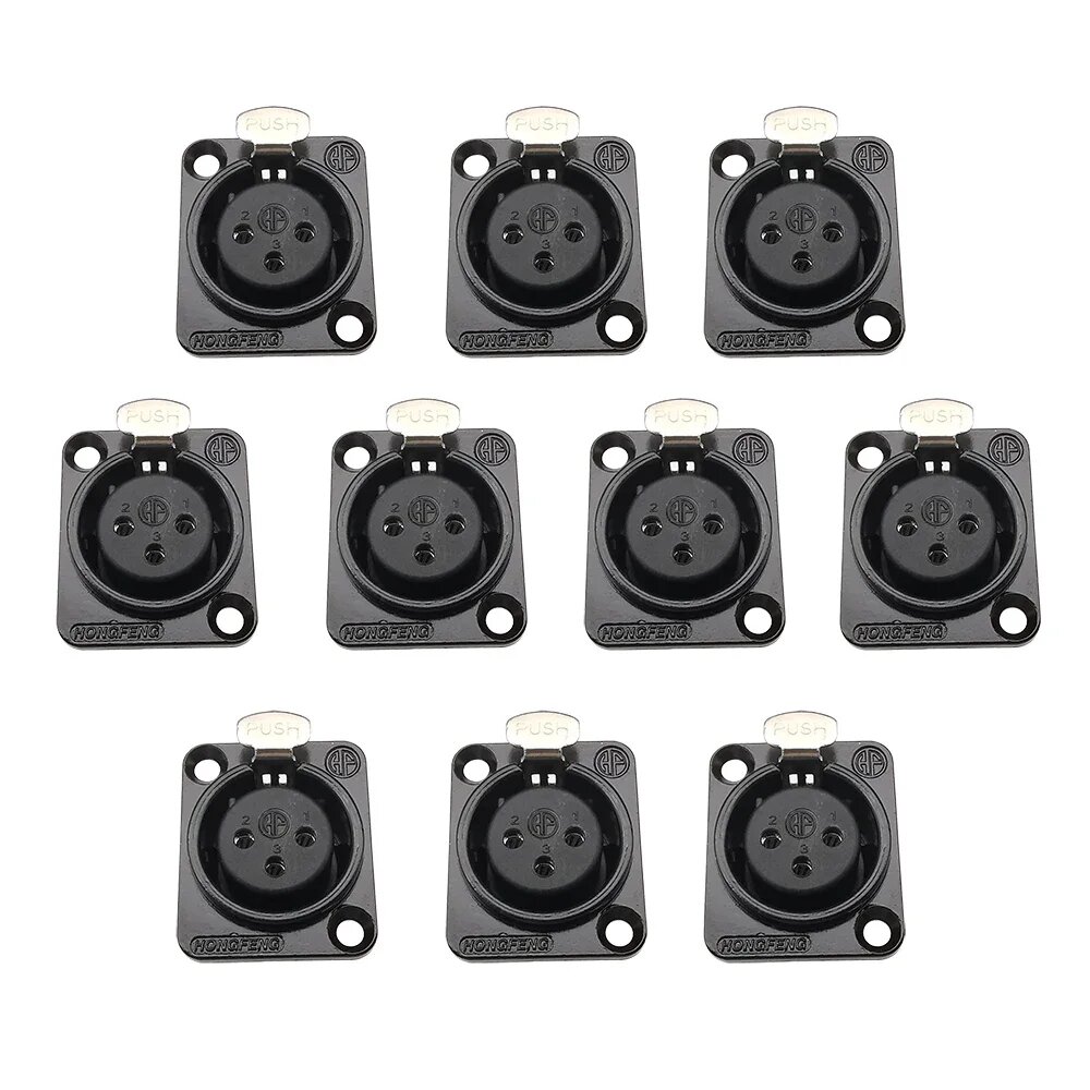 10 XLR разъемов XLR-3-10 Female, черные