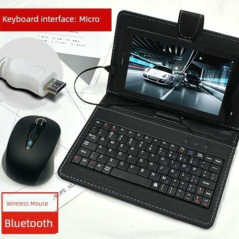 Чехол для клавиатуры с микро-USB + беспроводная мышь для планшетов до 27x17 см - защитный чехол для офиса и бизнеса