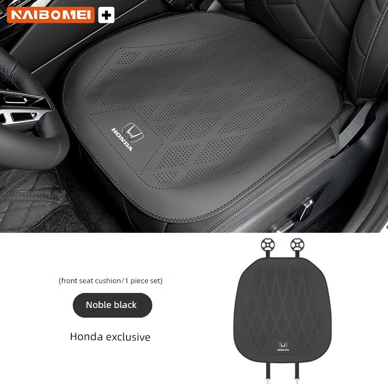 Кожаный дышащий с дырочками передний сиденье чехол для Honda Civic, Accord, Fit, CR-V, HR-V, Inspire - Черный, 1 шт
