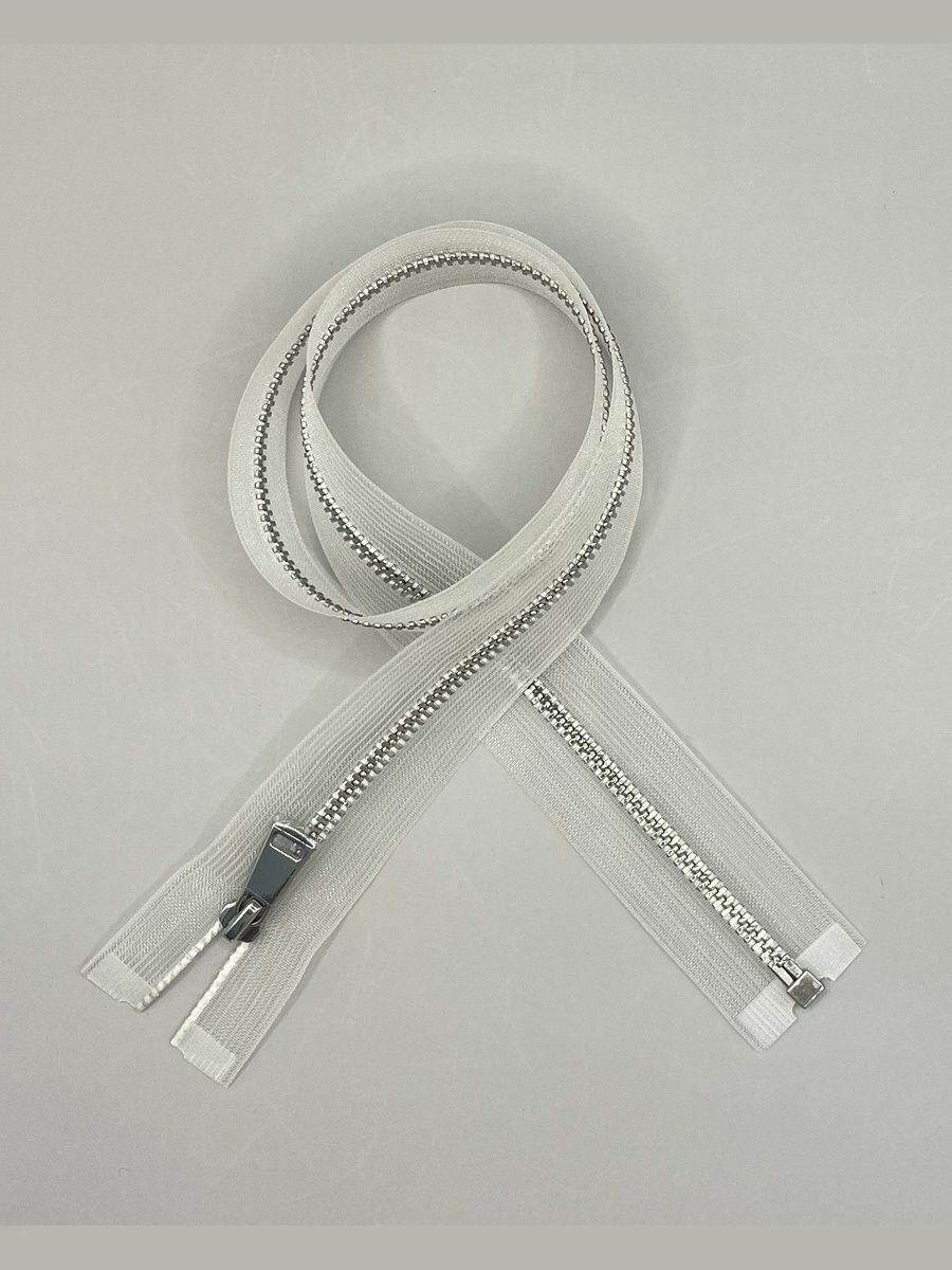 Молния металл,50см, тип 3, прозрачный, зубья никель(серебро),1 замок. Премиум. Итальянский дизайн.1шт.