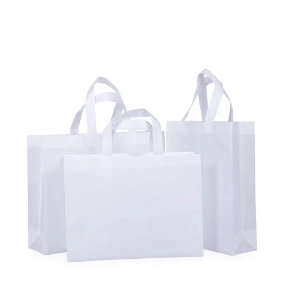 Нетканые сумки для покупок с логотипом Белый, White, 40x10x30cm