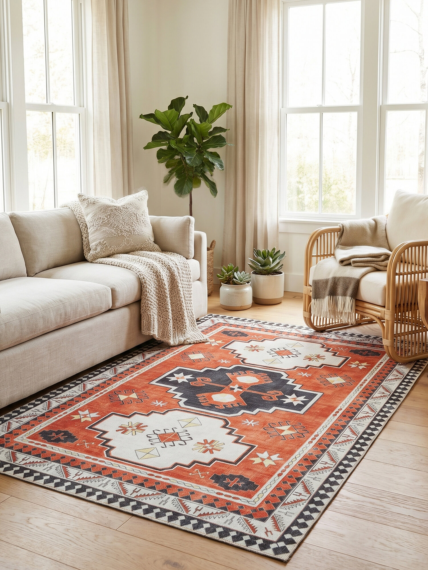 Ковер Moon Carpet 150х200 см с низким ворсом, для гостиной, детской и кухни
