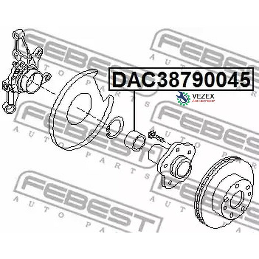 FEBEST DAC38790045 Подшипник ступицы задний NISSAN X-TRAIL T30 2000-2006 DAC38790045