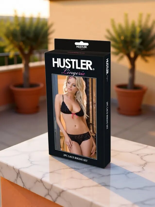 Эротический комплект Hustler Lingerie, нейлон 95%/спандекс 5%, черный