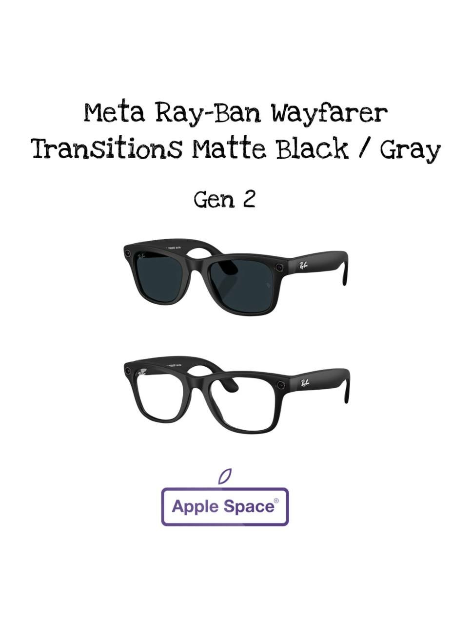Умные очки Ray-Ban Wayfarer Transitions (Gen 2) Matte Black / Gray Size M (50mm)
