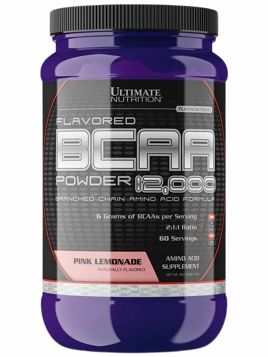 Ultimate Nutrition BCAA Powder 12,000 (457 g) бсаа аминокислоты, Розовый лимонад
