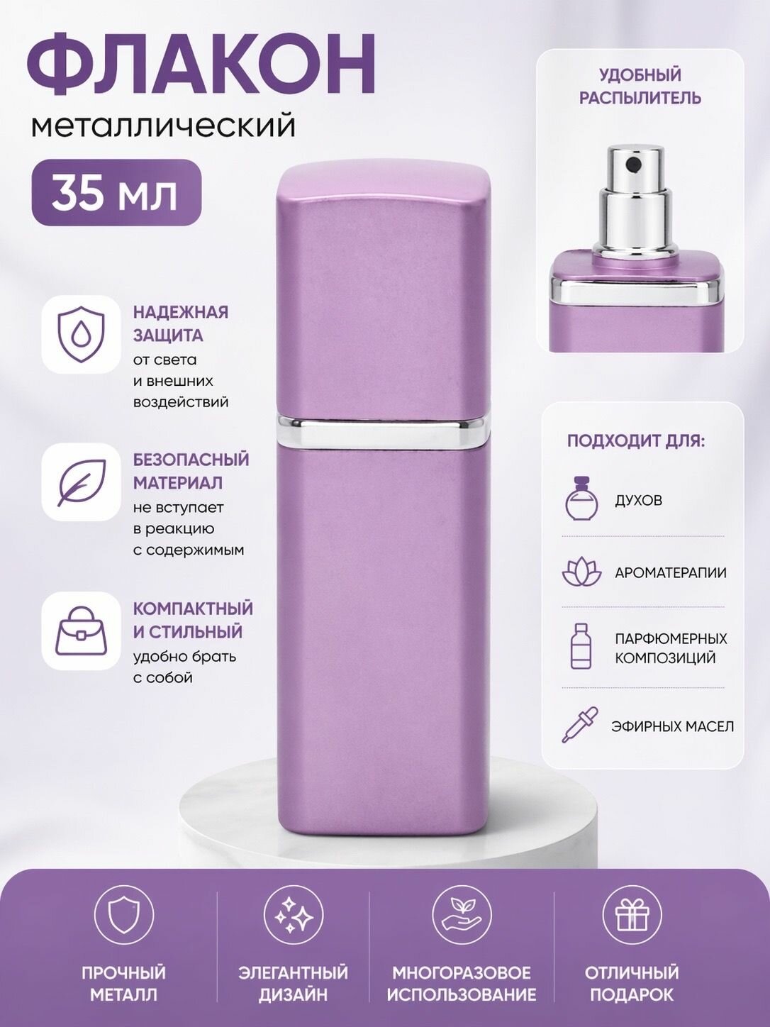 Флакон-спрей атомайзер металлический 35мл