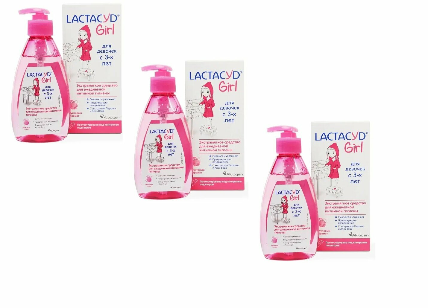 Средство Lactacyd для ежедневной интимной гигиены гель для девочек с 3-х лет, 200мл 3шт