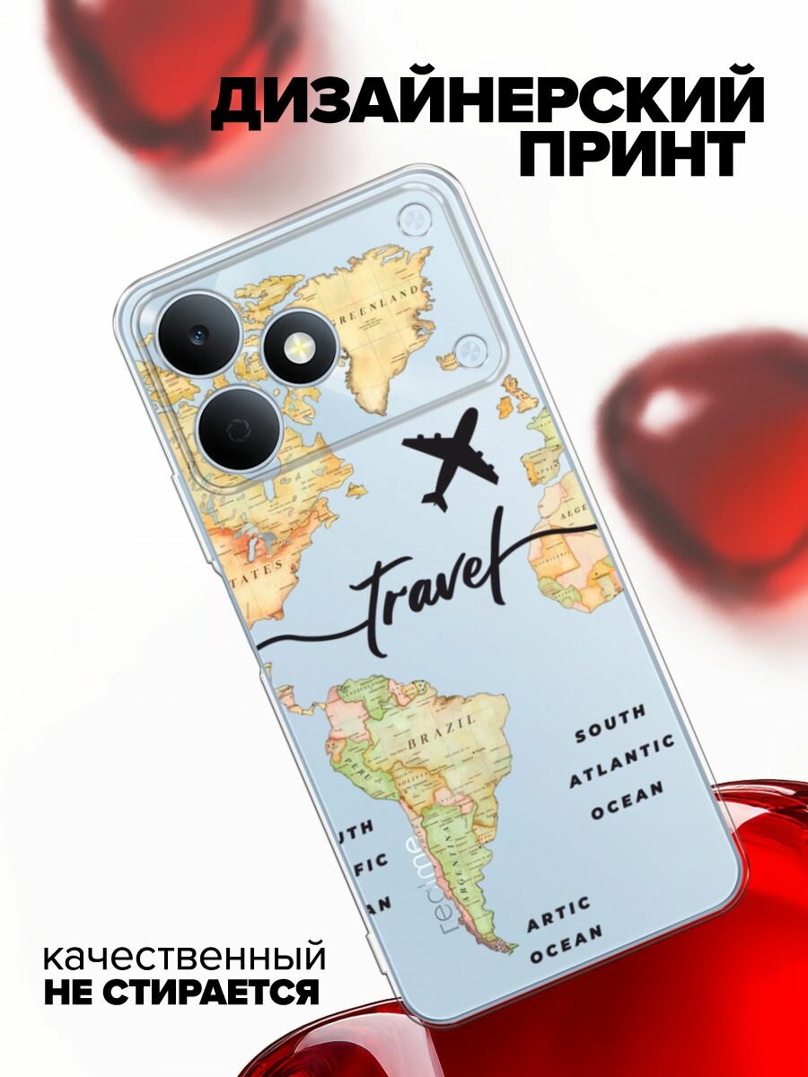 Чехол на Realme Note 80 / Реалми Нот 80 с принтом Travel карта — фото 1
