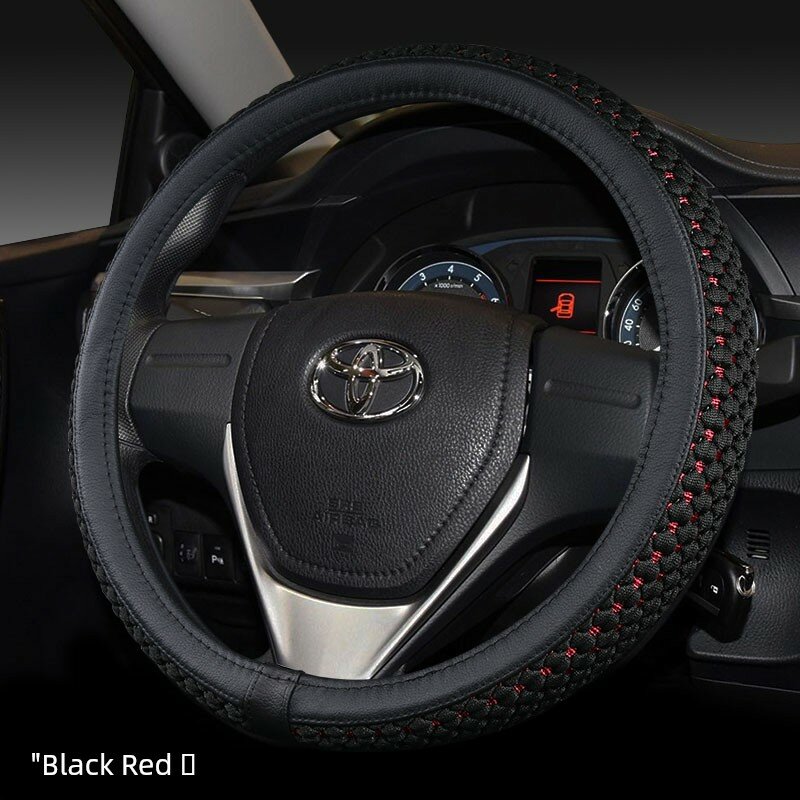 Универсальная накладка на руль для моделей Toyota - Черно-красная, форма круглая, все сезоны