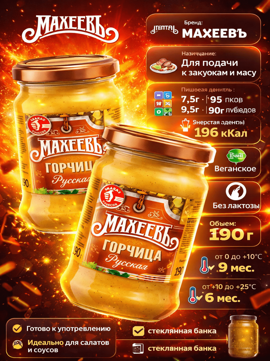 Горчица махеевъ Русская, 190г x 2 упаковки