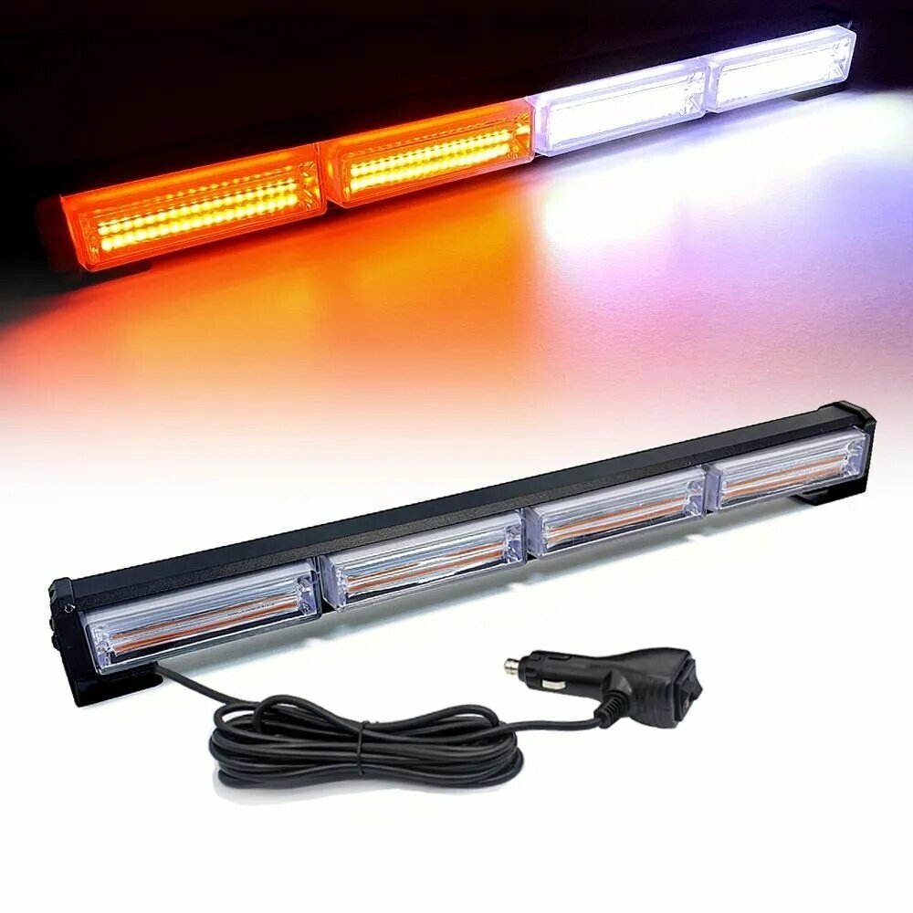 Проблесковая балка мигалка желто-белый на спецтехнику / led стробоскоп на крышу авто 12/24v 43CM