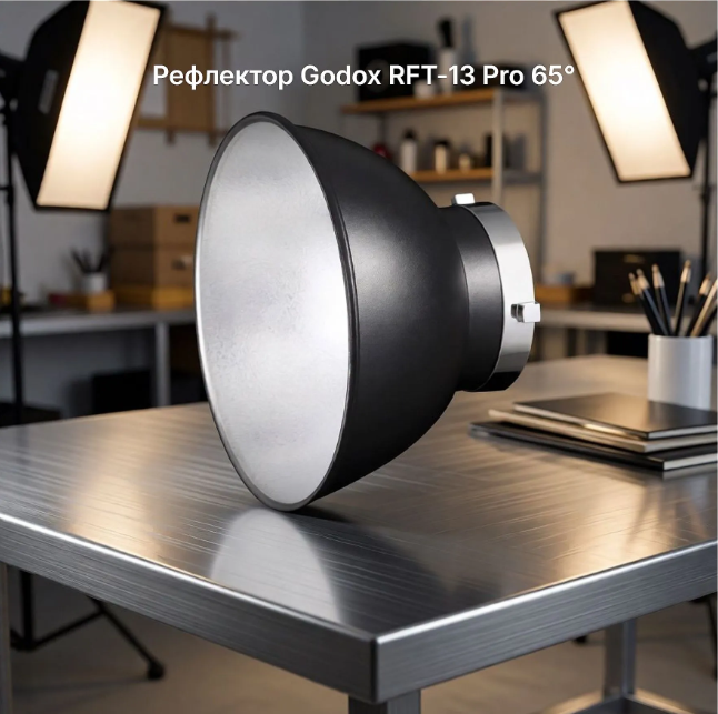Рефлектор Godox RFT-13 Pro 65° Байнет Bowens Диаметр 21 см металл