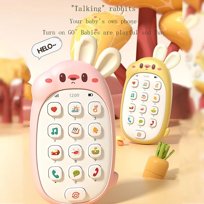 Детская музыкальная игрушка-телефон Кролик Желтый, yellow