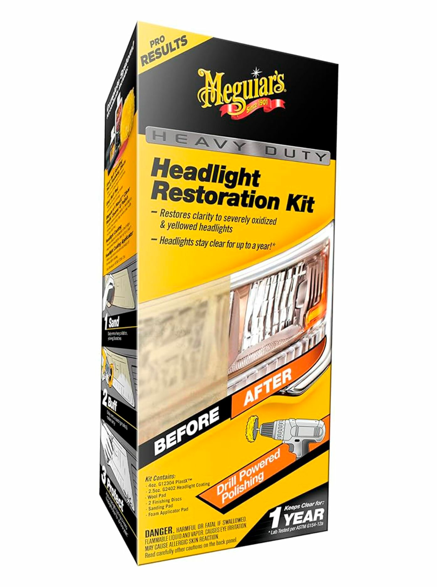 Набор для абразивного восстановления фар Heavy Duty Headlight Restoration Kit G2980 Meguiar's