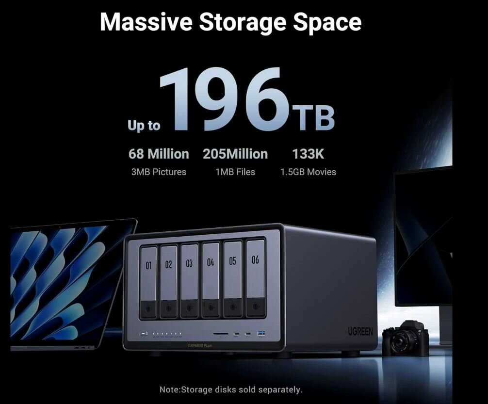 Ugreen NASync DXP6800 Сетевое, Облачное Хранилище, Медиасервис