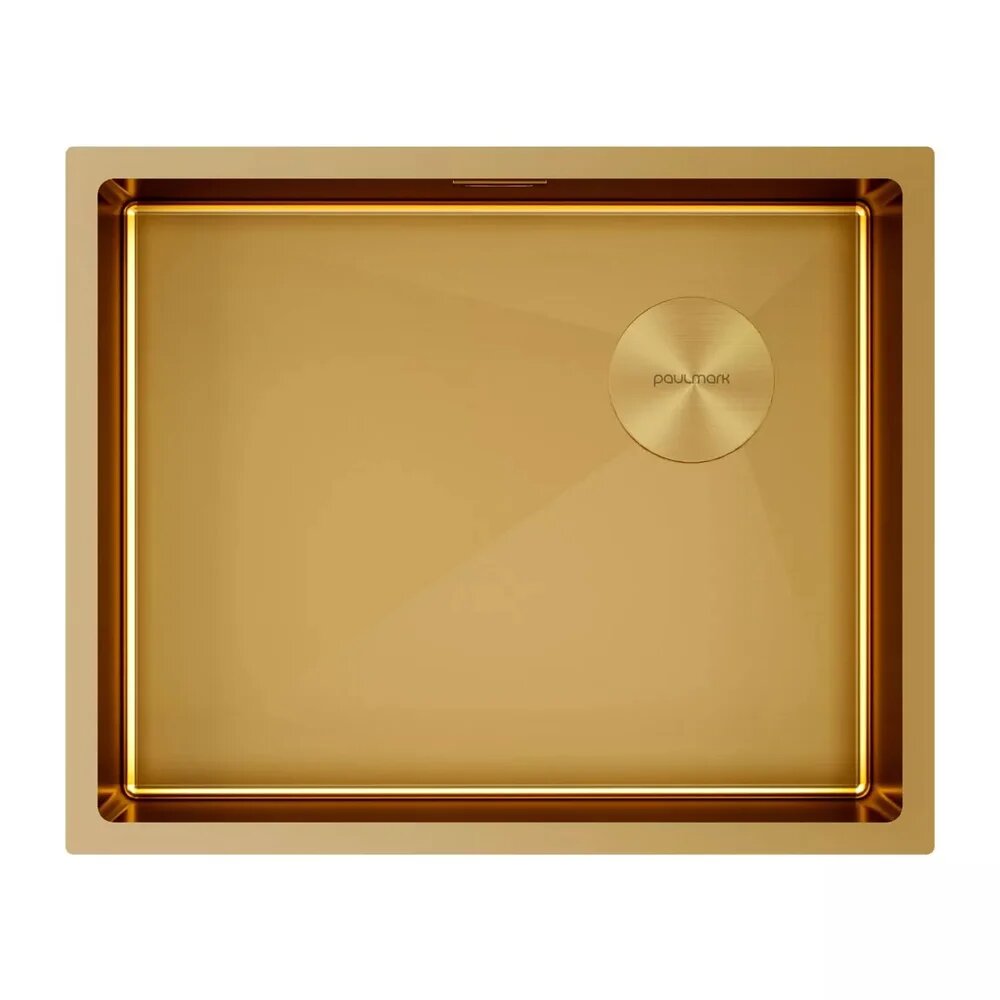 Мойка кухонная Paulmark Next-Skew PM885444-BG металлическая, 54x44, прямоугольная, мойка для кухни, под столешницу, золотая