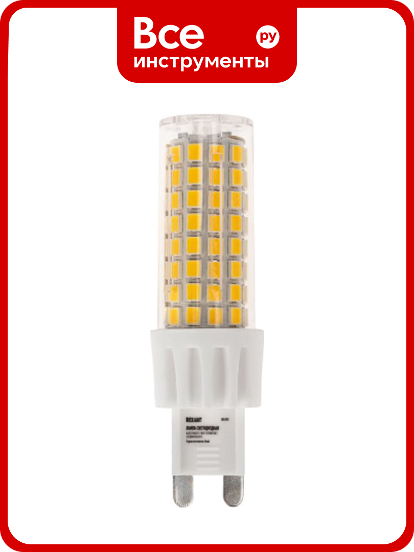 Светодиодная лампа REXANT G9 JD-CORN 230 В, 7 Вт, 2700 K, теплый свет, для создания подсветки зеркал, изготовлена