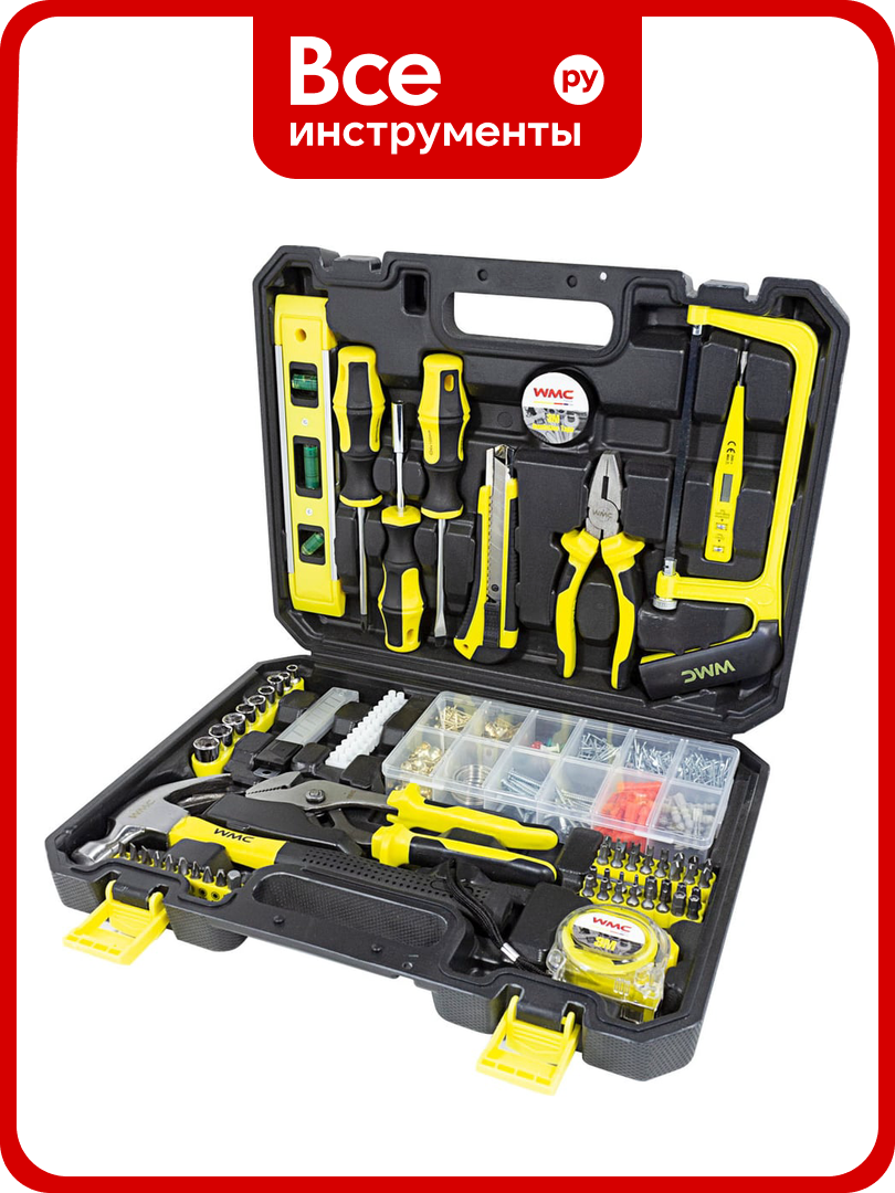 Набор инструментов WMC TOOLS 700 пр. 1/4" (6гр.)(5-13 мм, шарнирно-губцевый, биты, отвертки, расходник) WMC-20700(47911)