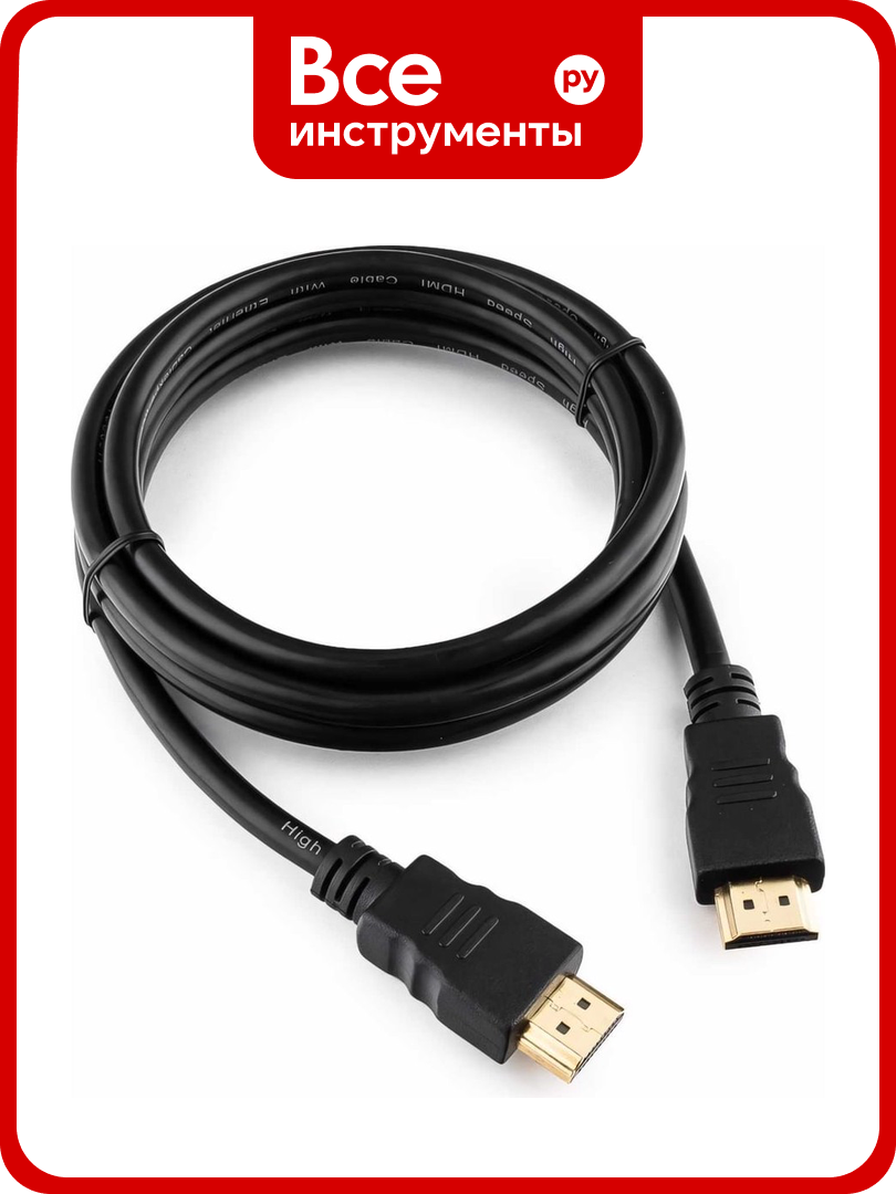 Кабель Cablexpert HDMI 19M/19M, v2.0, медь, позол. контакты, экран, 1.8м, черный, пакет,