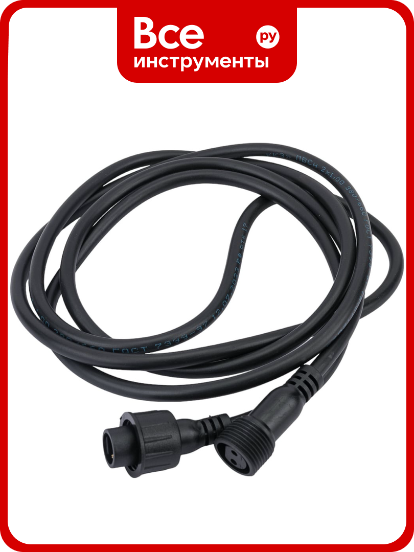 Удлинитель Teamprof TPF-EC2-2-B, для гирлянд, ПВХ, IP54, 2м, черный