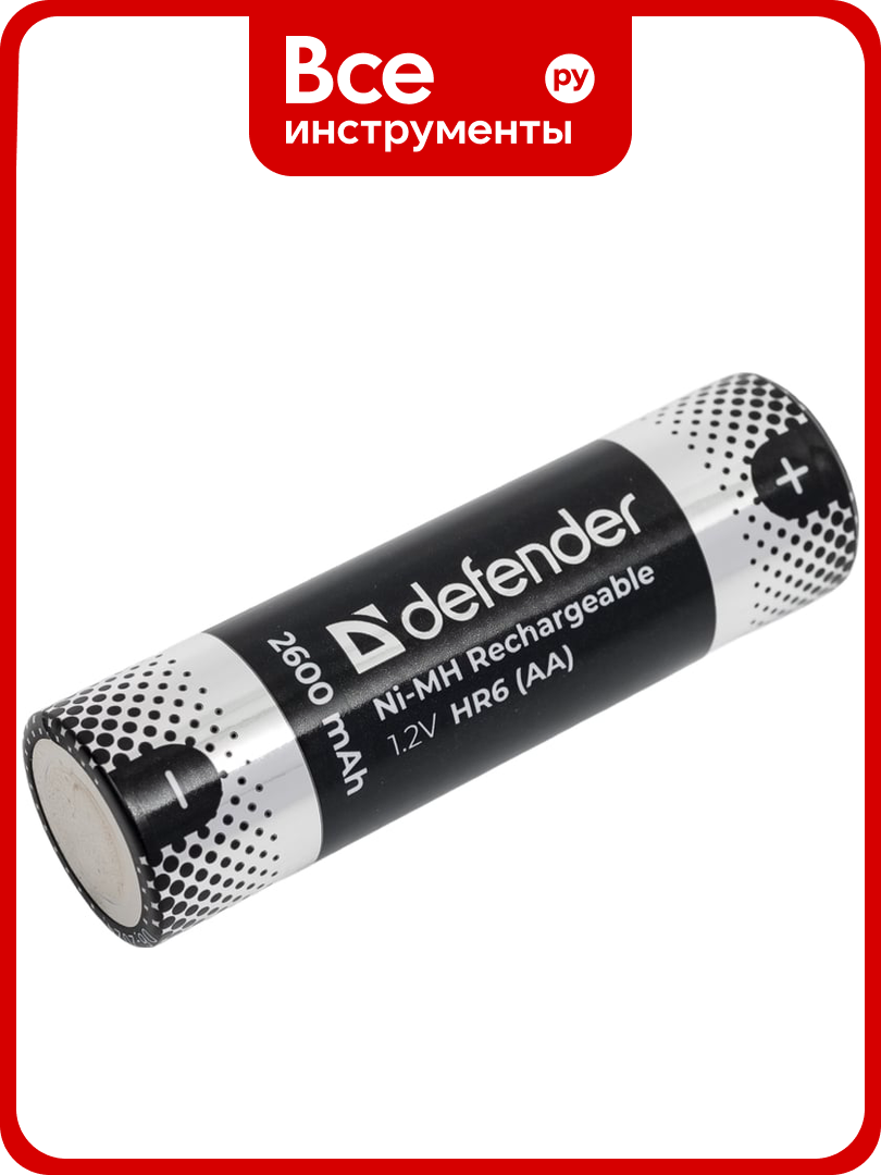 Аккумуляторная батарея DEFENDER HR6-2BL AA Ni-MH перезаряжаемая, высокая ёмкость, блистерная упаковка, двойной комплект