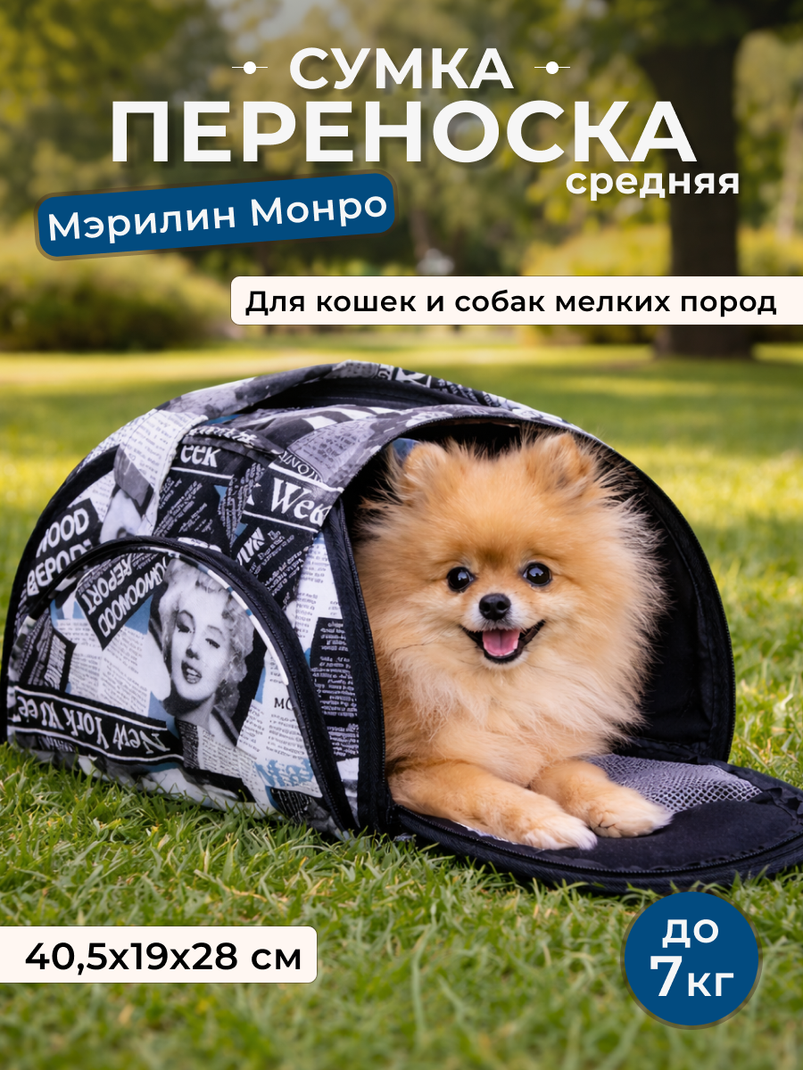 Сумка-переноска PBS 2 "Мерилин Монро", ПВХ, складная, для кошек и собак, 40 см х 20 см