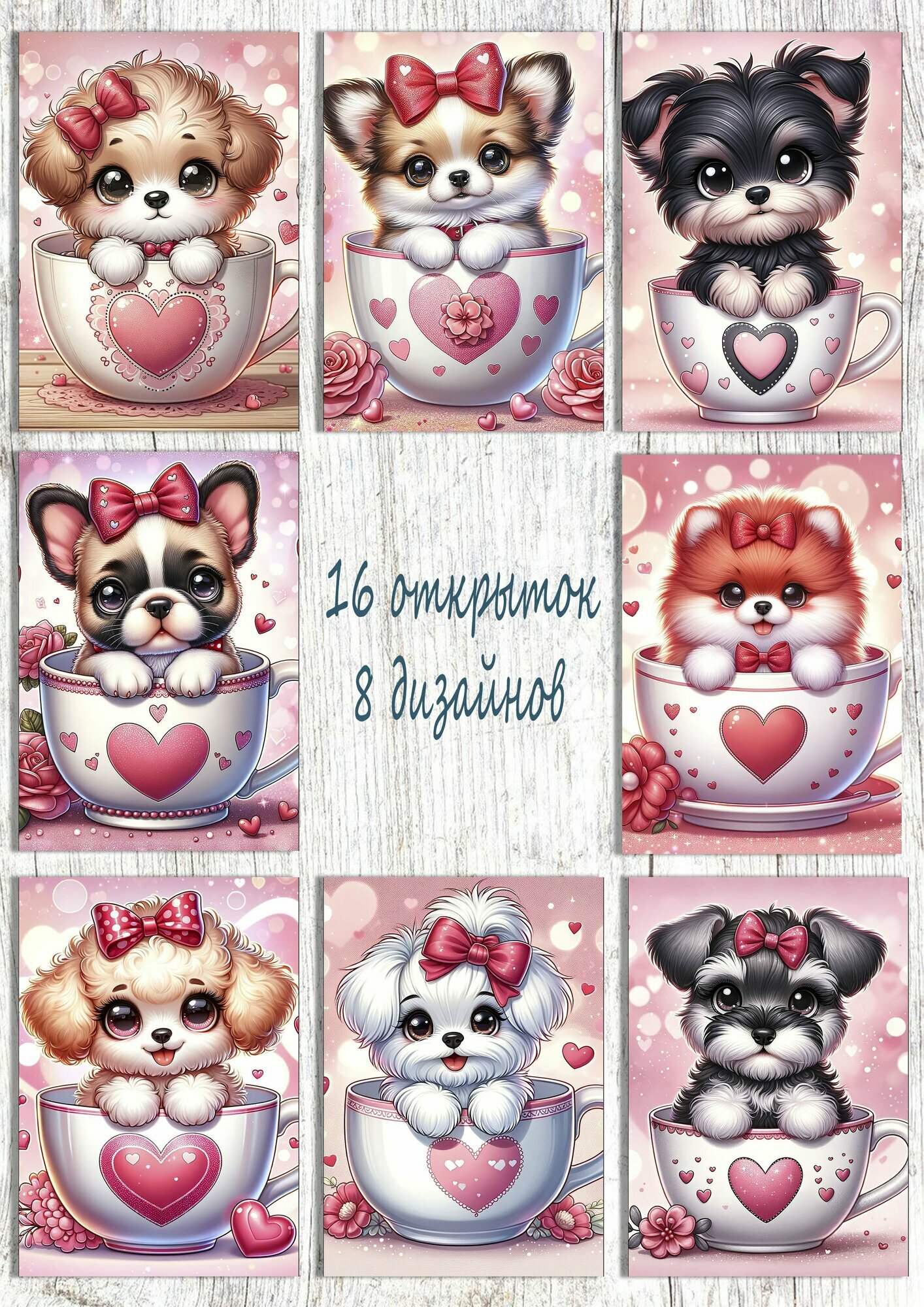 Открытки для любимых, 16 штук