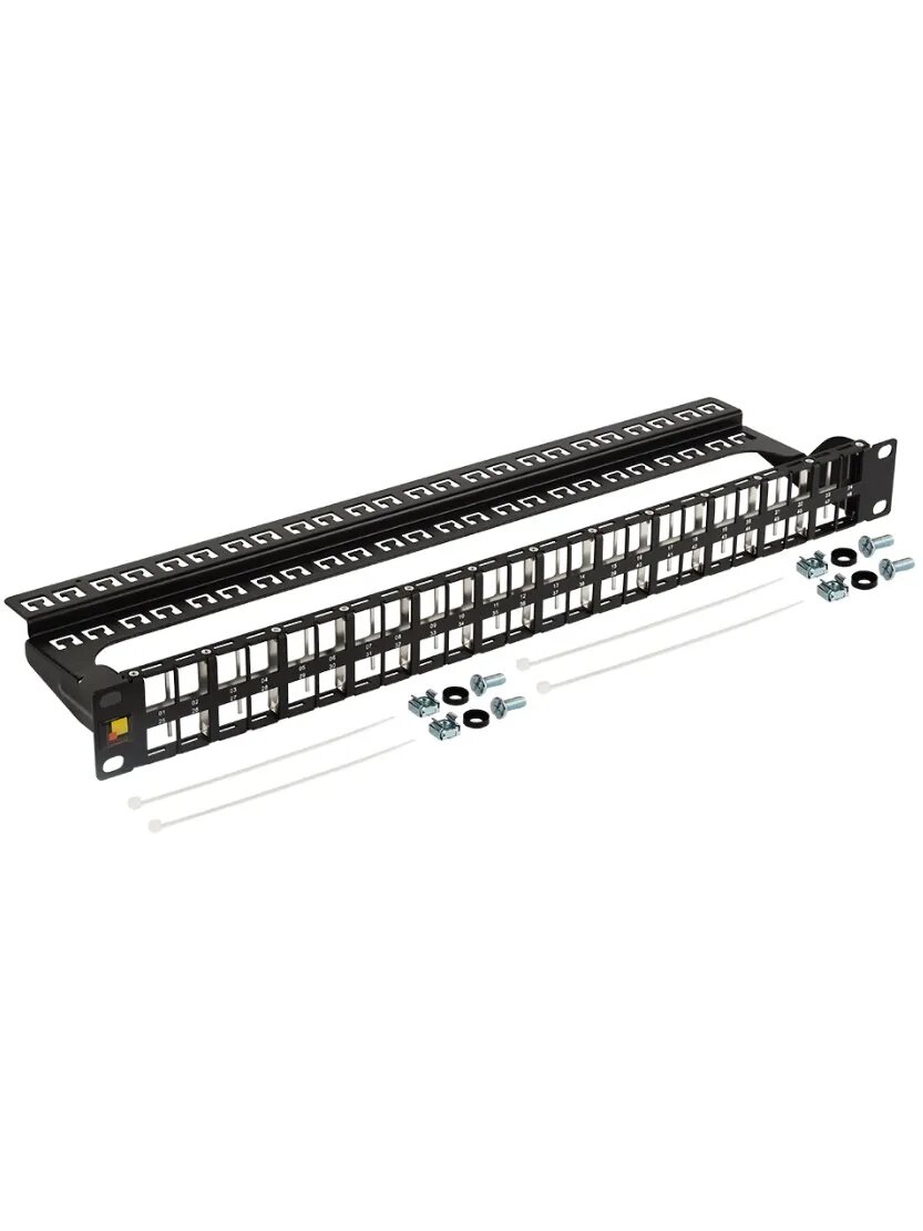 Патч-панель Lanmaster LAN-PPC48OK-UTP наборная 19" высокой плотности, неэкранированная, 48 портов, 1U, с задним органайзером