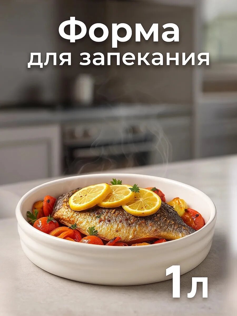 Форма для запекания в духовке Доляна «Зефир», 1 л, d=23 см, круглая, керамика, цвет белый