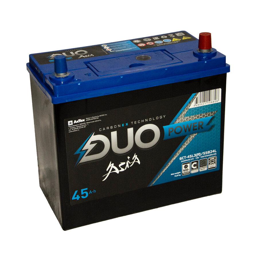 Аккумулятор DUO POWER Asia 45 А/ч 540A обр. п. (23