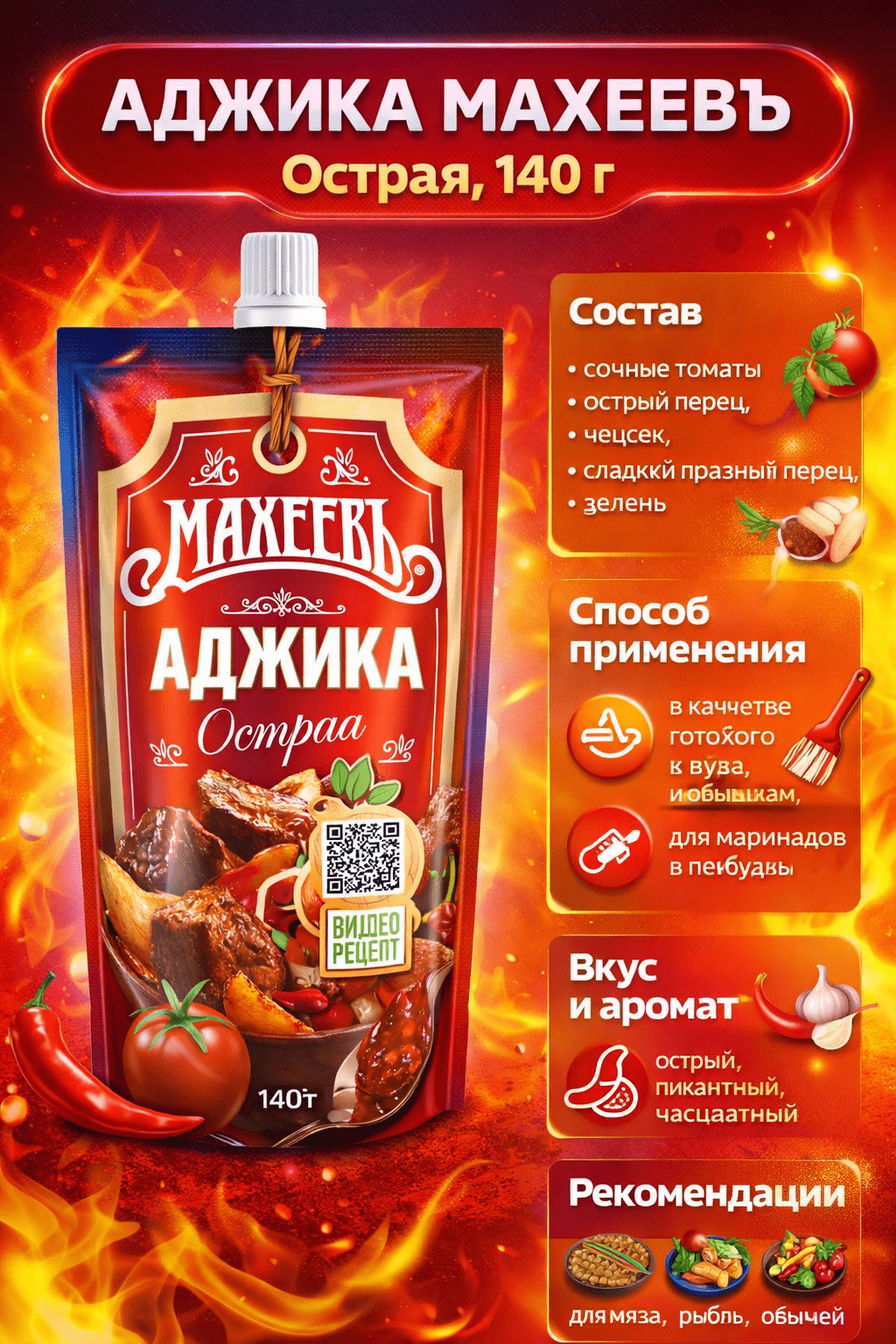 Аджика махеевъ Острая, 140г