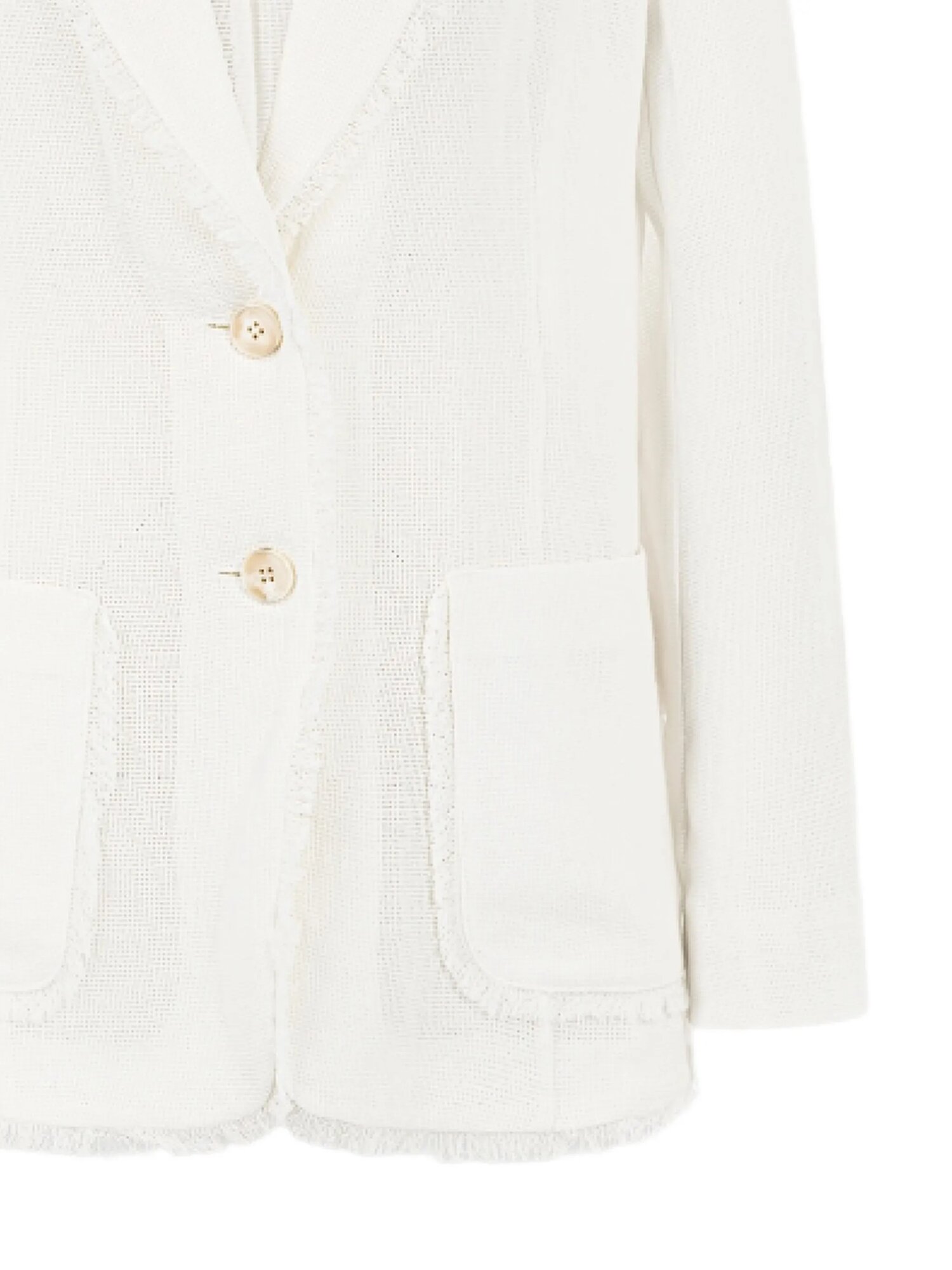 Пиджак MARC CAIN Frayed-edge single-breasted blazer, размер 38, white — фото 1