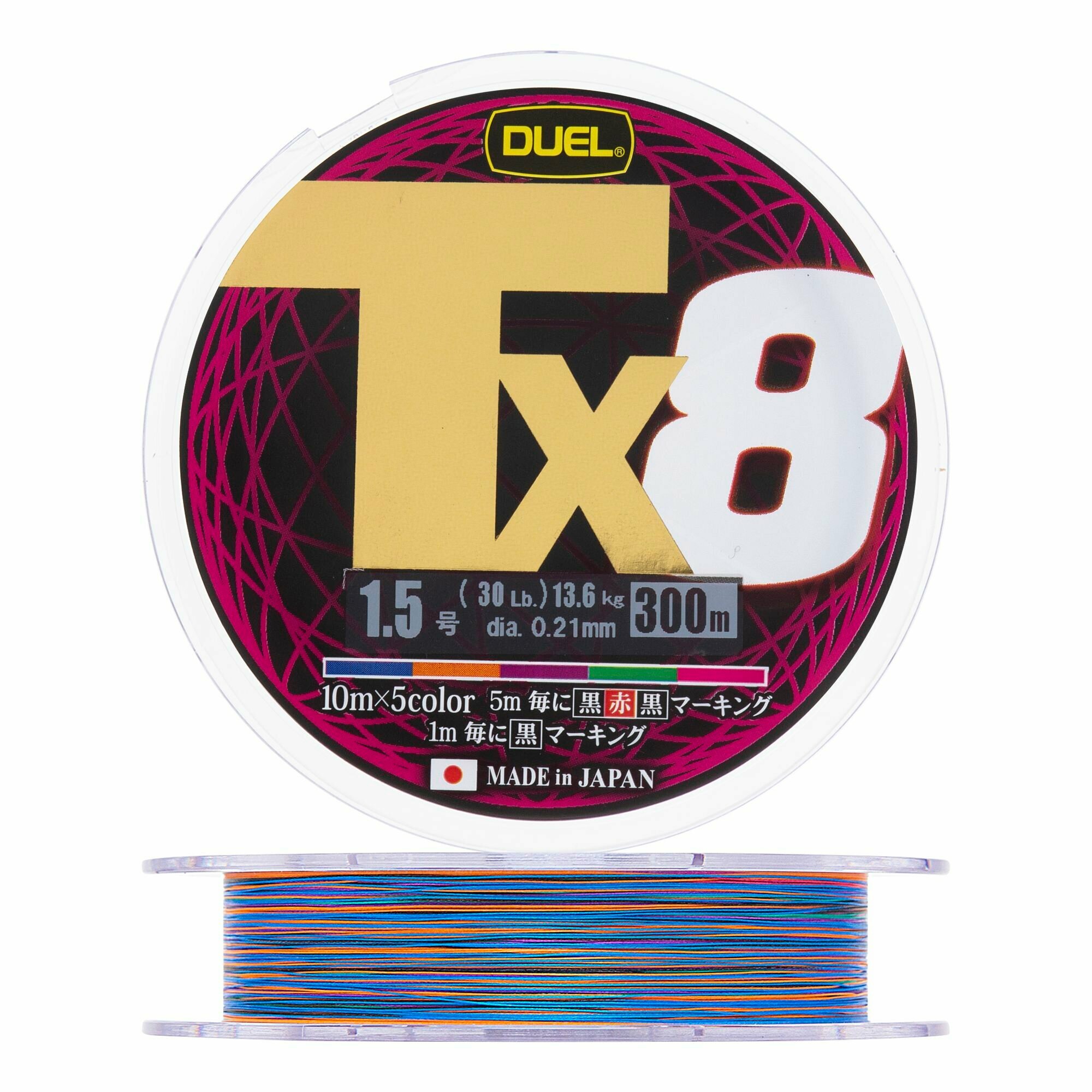 Шнур плетеный Duel PE Tx8 #1,5 0,21мм, мультиколор